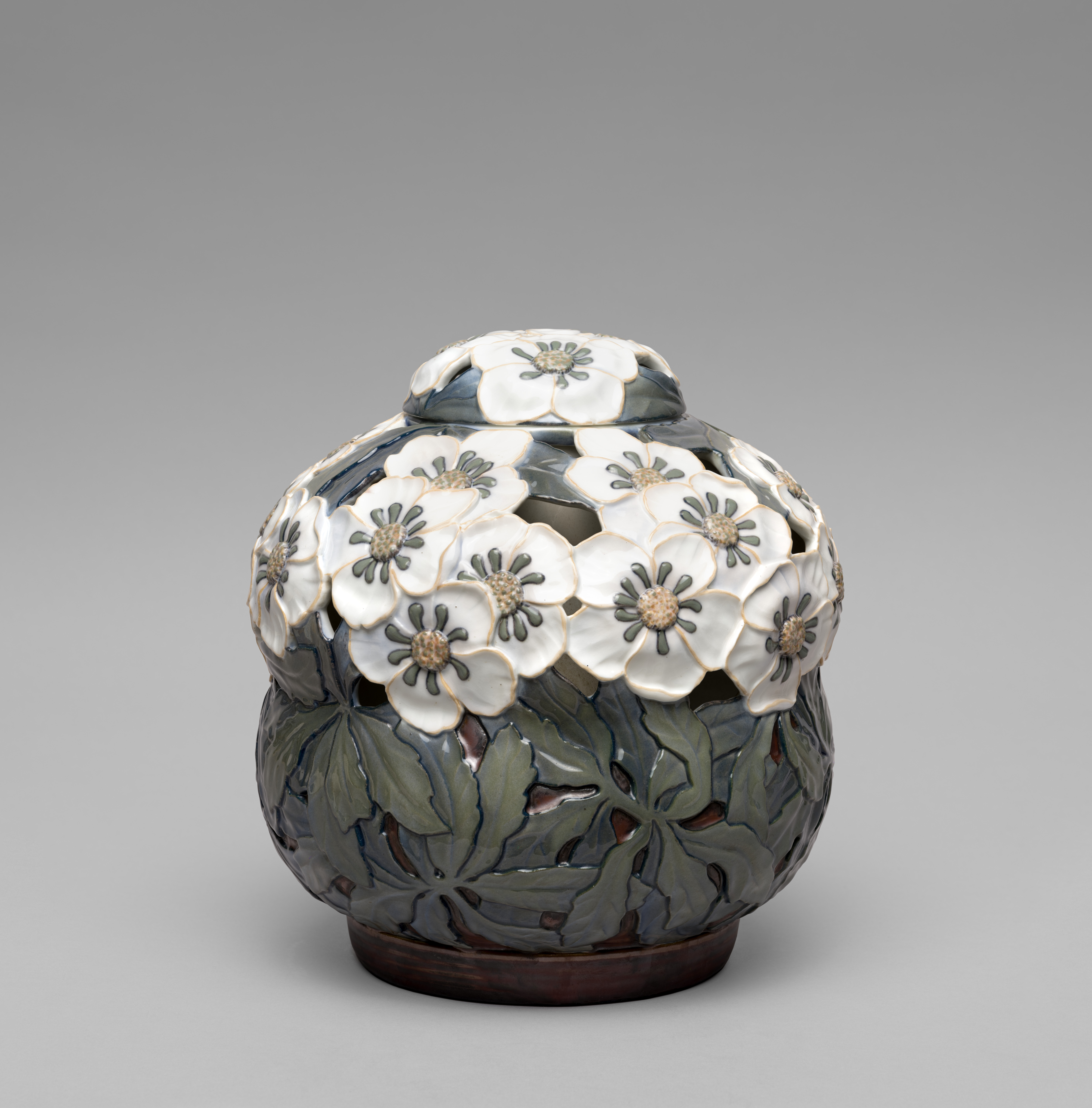 Covered Vase with Hellebore Flowers and Leaves - Saint Louis Art Museum