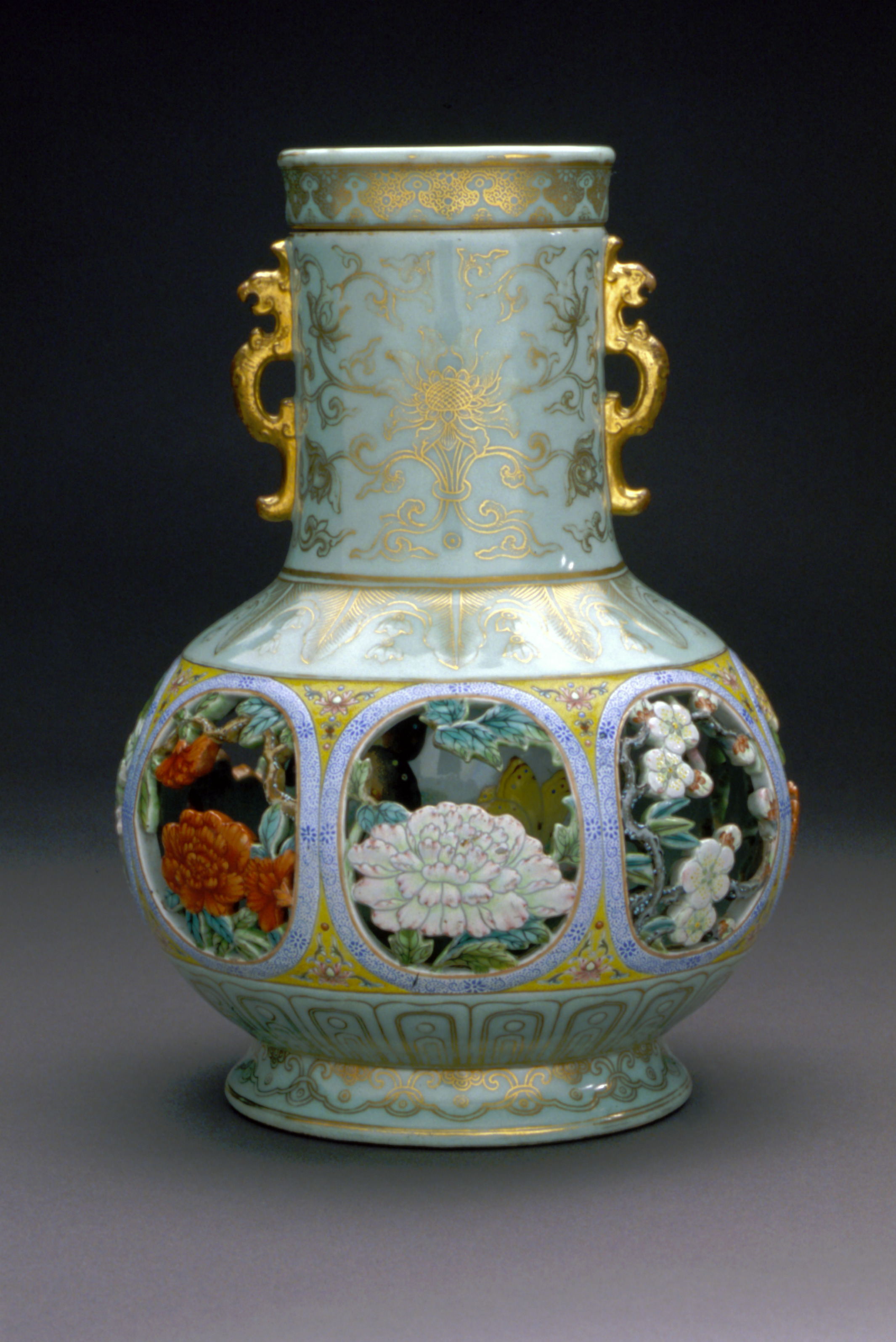 Compound Vase with Design of Seasonal Flowers - Saint Louis Art Museum