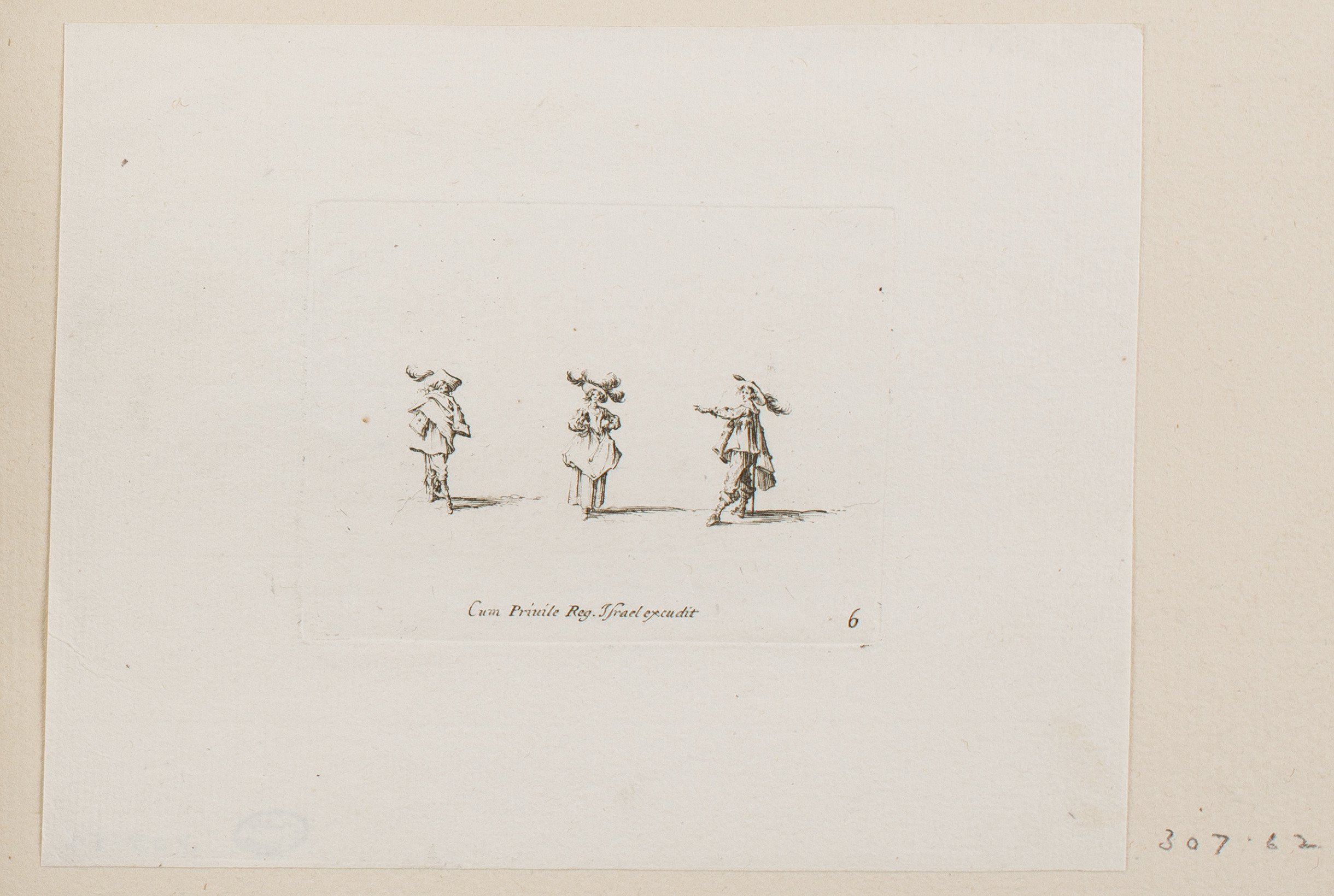 Lady with Four Plumes on Her Hat, Hands on Hips, Full Face between Two ...