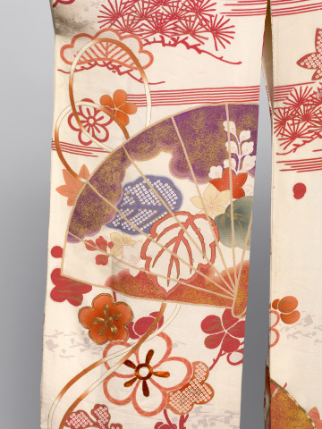 Woman's Long-sleeved Robe (furisode) with Design of Autumnal Flowers ...